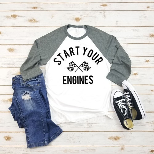 Start Your Engines Unisex Tshirt. Checkered Flag Fast Cars - Etsy