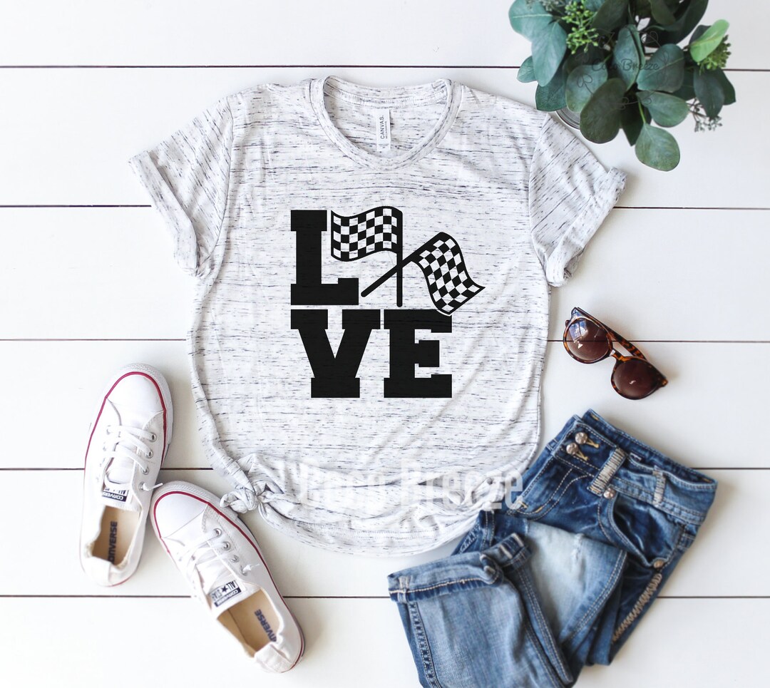 Checkered Flag LOVE - Unisex Tshirt. Checkered Flag, Fast Cars Shirt ...