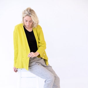 Yellow Linen Jacket Drop Shoulder Jacket Fall Jacket Womens - Etsy