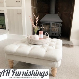 Handmade Deep Buttoned Footstool 76 X 76 Cm Oxford Footstool in a ...