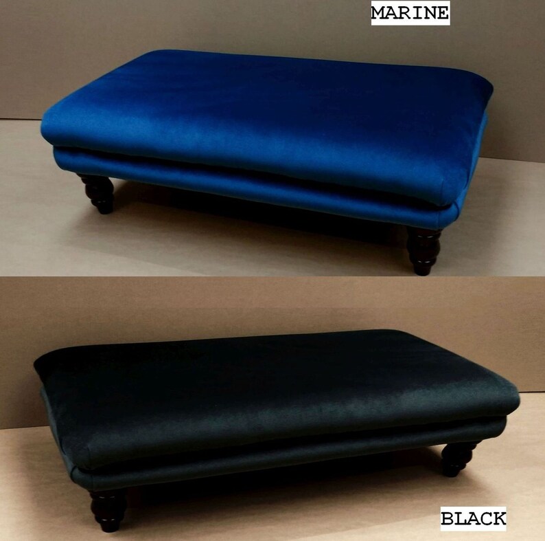 Velvet Footstool. Large Balmoral Footstool Coffee Table Gold Teal Grey ...