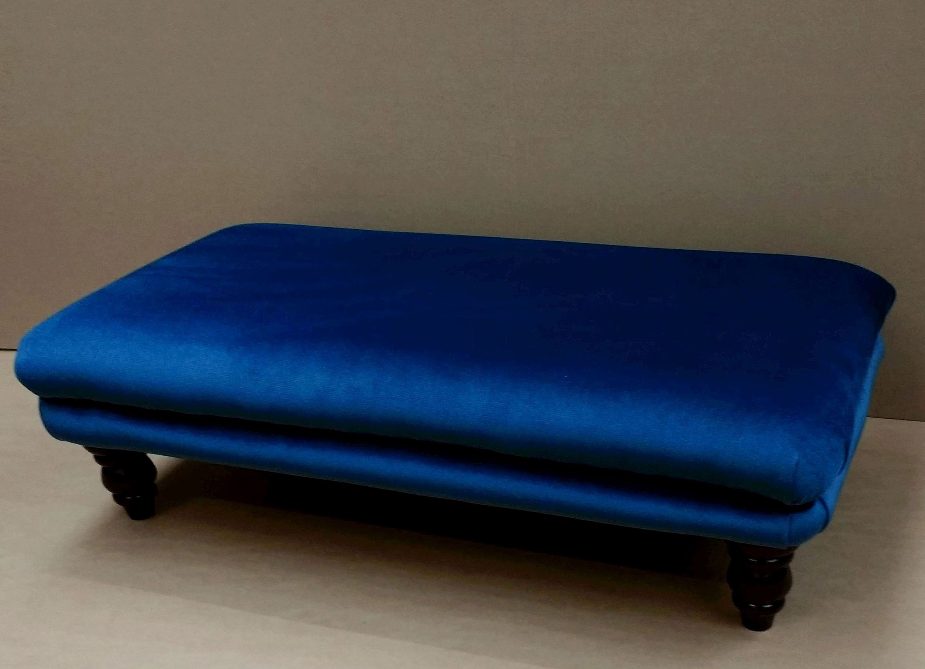 Velvet Footstool. Extra Large Balmoral Footstool Coffee Table Gold Teal ...