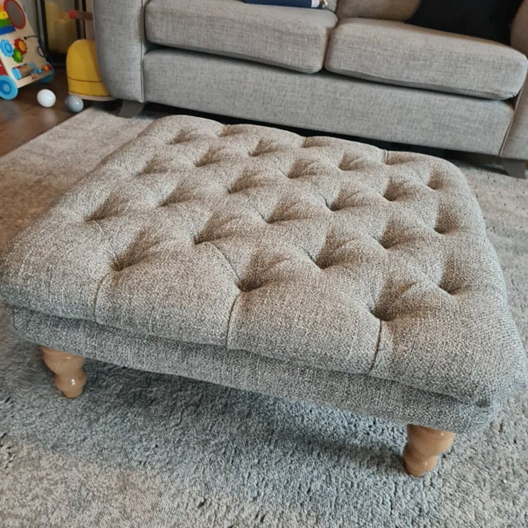 Chesterfield Style Deep Buttoned Footstool Coffee Table Multi Coloured ...