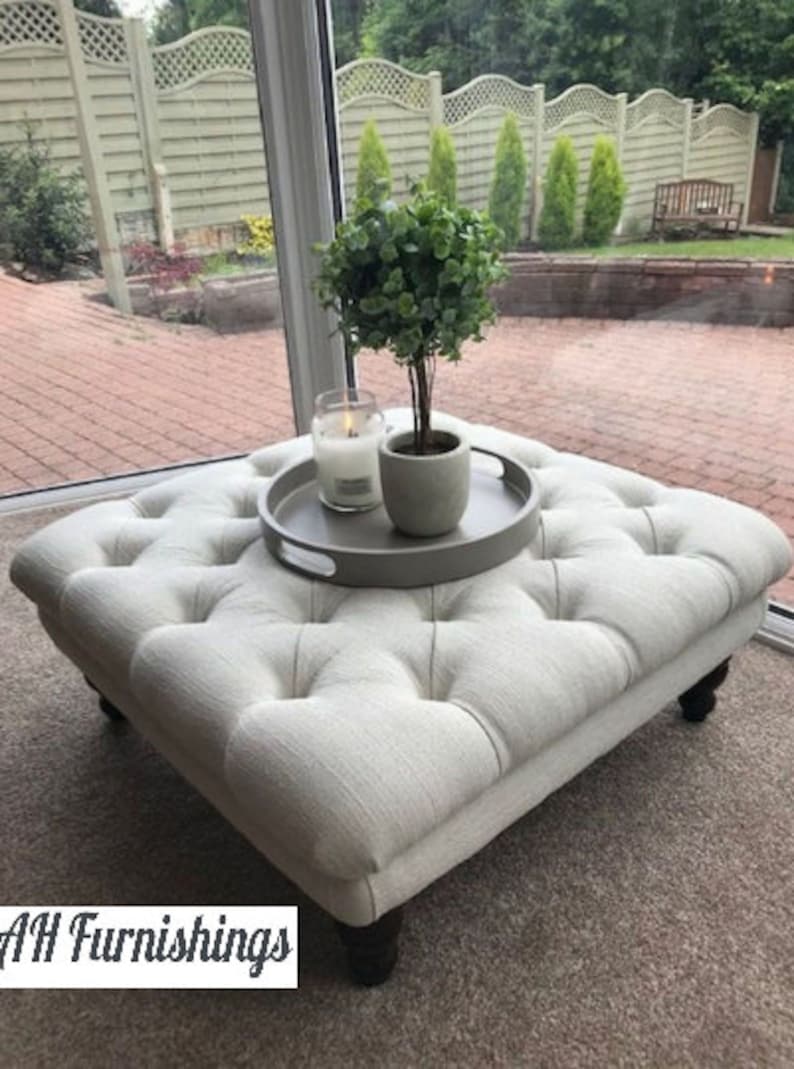 Handmade Deep Buttoned Footstool 76 X 76 Cm Oxford Footstool in a ...
