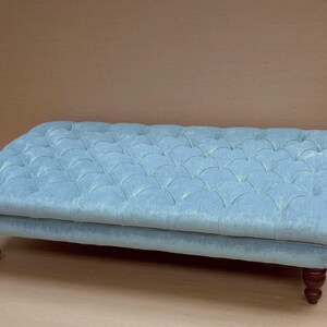 Extra Large Chesterfield Footstool Deep Buttoned Chenille Velvet Coffee ...