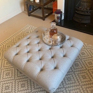 Handmade Deep Buttoned Footstool 76 X 76 Cm Oxford Footstool in a ...