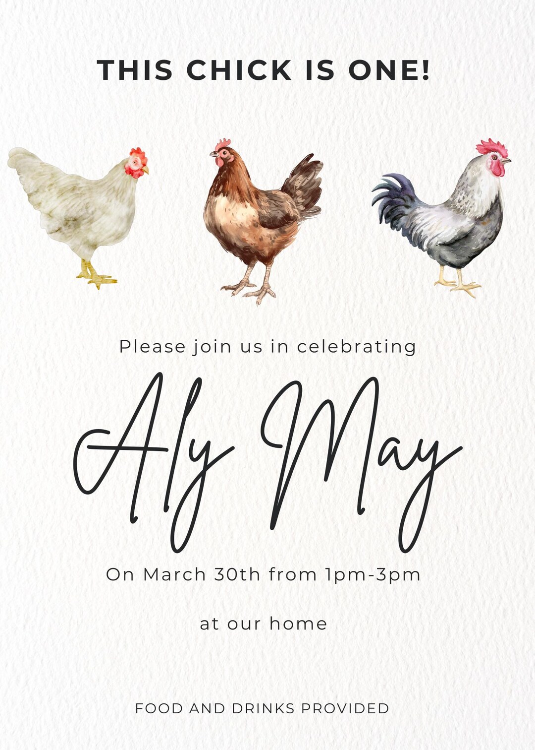 This Chick is One, Editable Birthday Invite, This Chick, Chicken ...