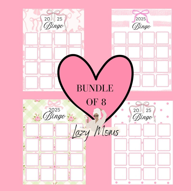 2025 BINGO Card Bundle (8) | Printable 2025 Bingo Card | Instant ...
