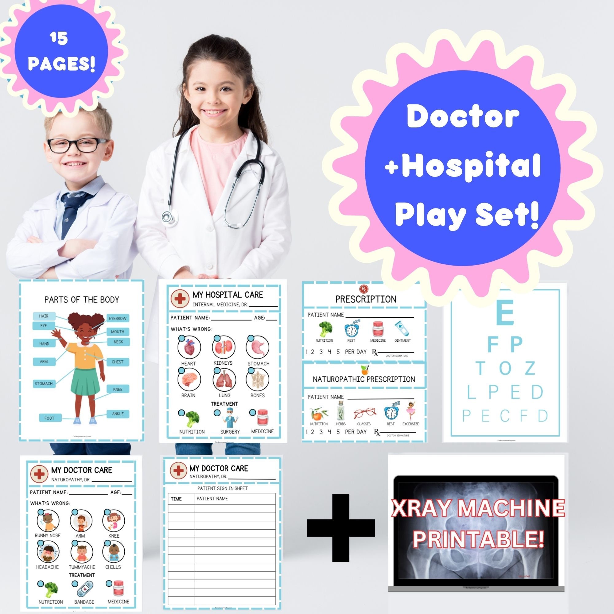 INSTANT DOWNLOAD Doctor Hospital Pretend Play Set Homeschool Doctor's ...
