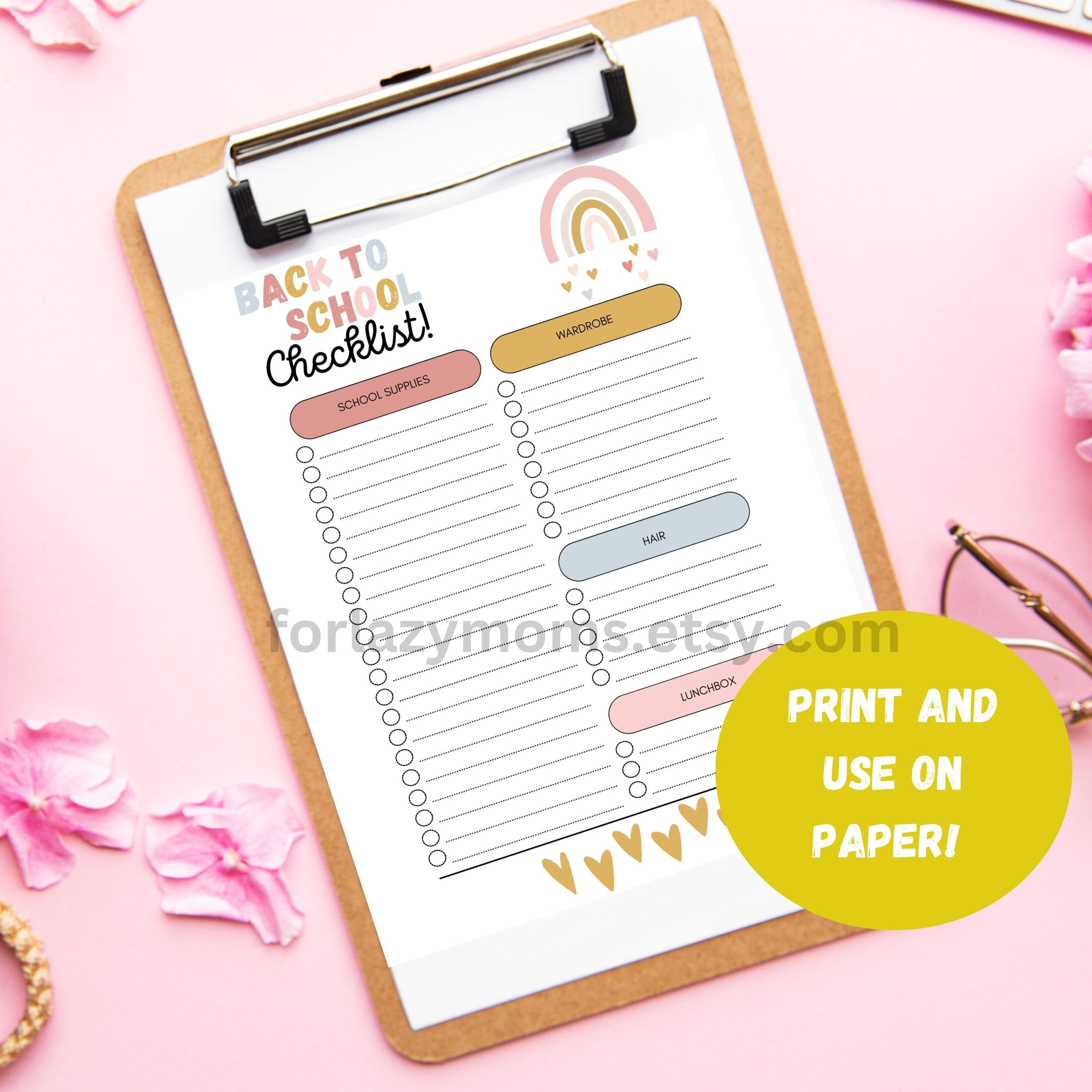 Digital BACK TO SCHOOL Checklist, Pdf Printable Back to School ...