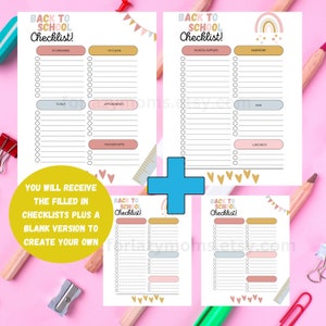 Digital BACK TO SCHOOL Checklist, Pdf Printable Back to School ...