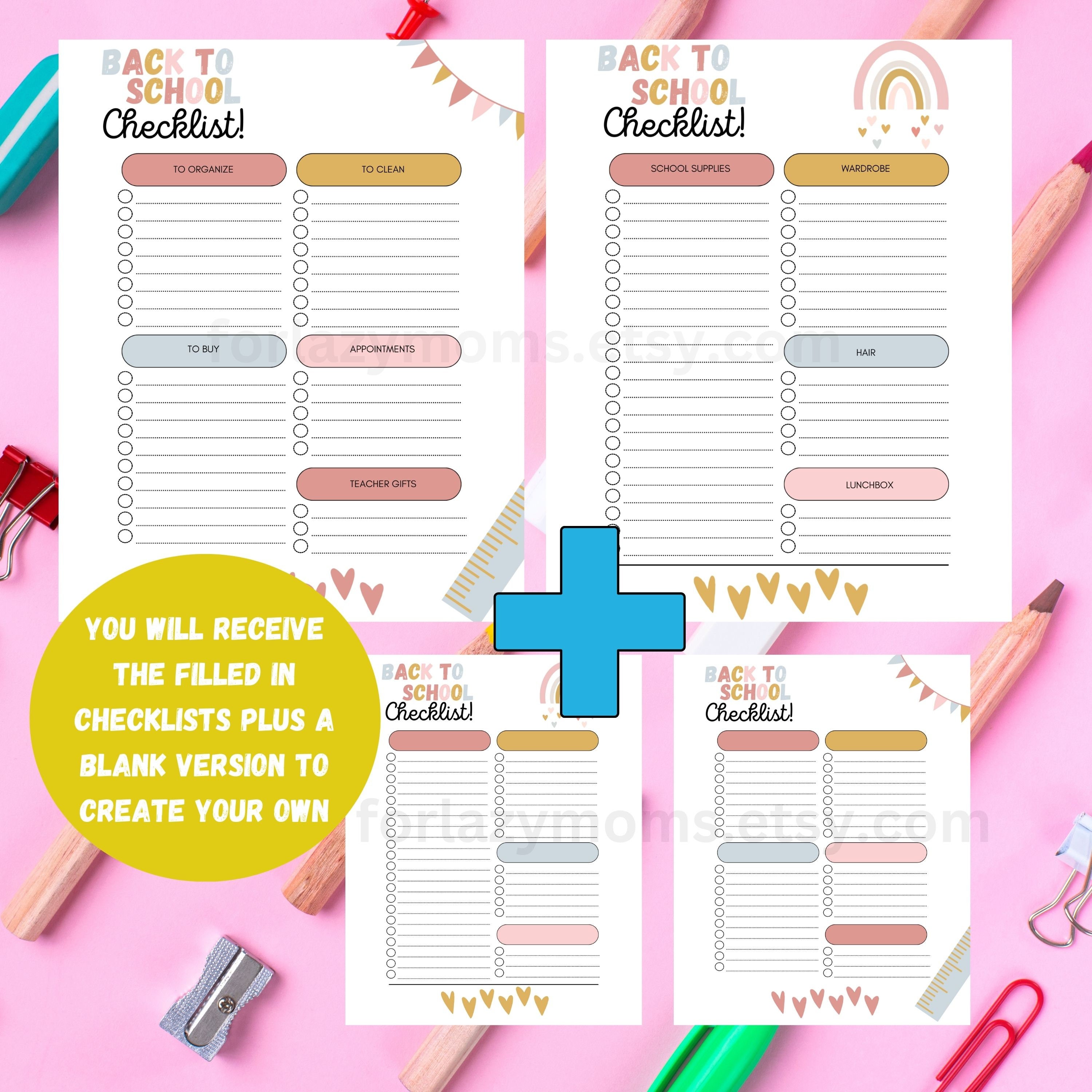 Digital BACK TO SCHOOL Checklist, Pdf Printable Back to School ...