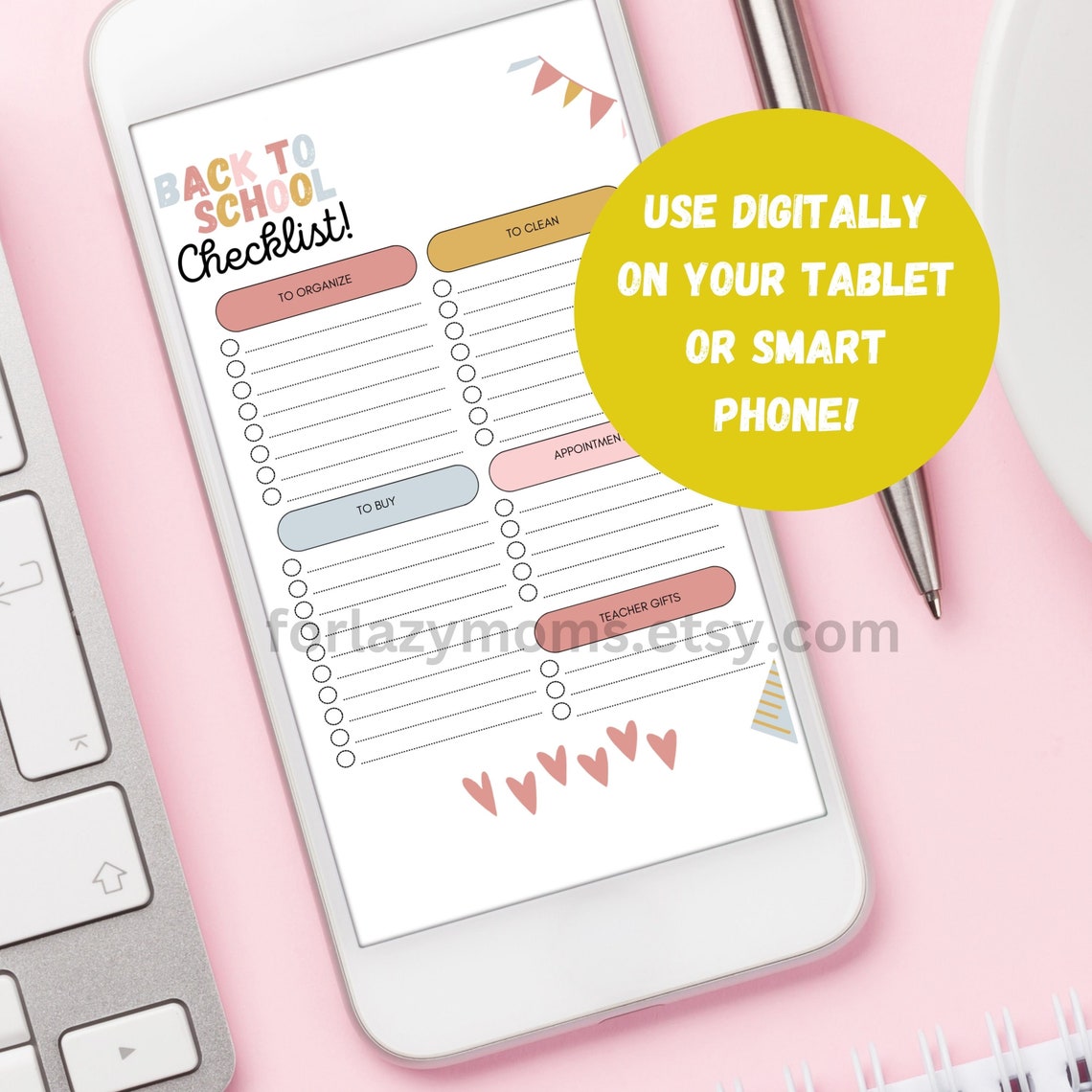 Digital BACK TO SCHOOL Checklist, Pdf Printable Back to School ...