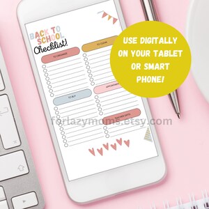 Digital BACK TO SCHOOL Checklist, Pdf Printable Back to School ...