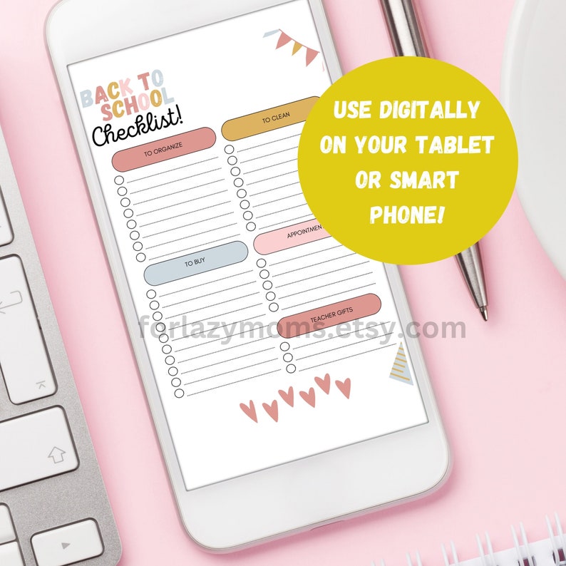 Digital BACK TO SCHOOL Checklist, Pdf Printable Back to School ...