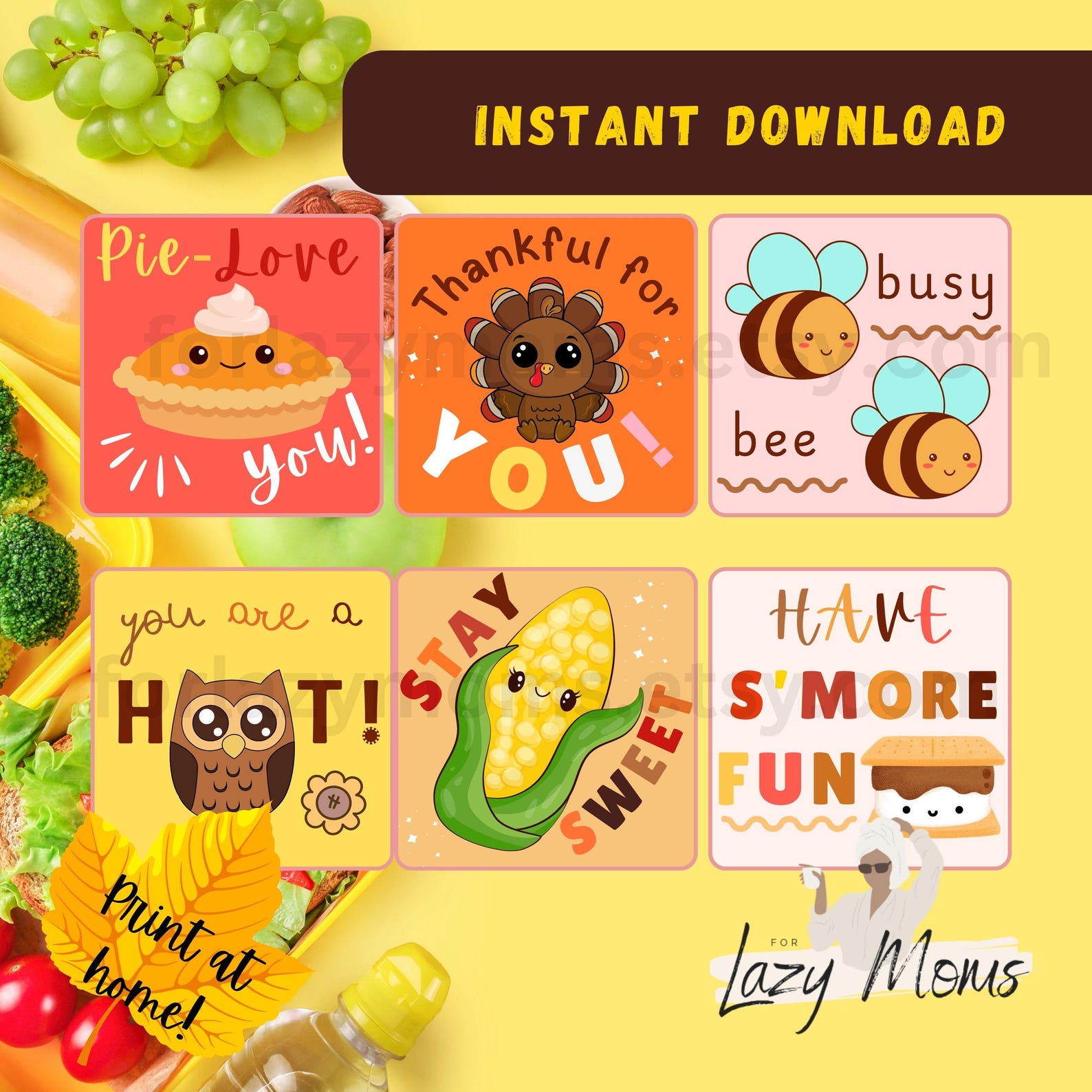 FALL THEMED Lunchbox Notes, Printable Lunchbox Notes, Halloween Lunch ...