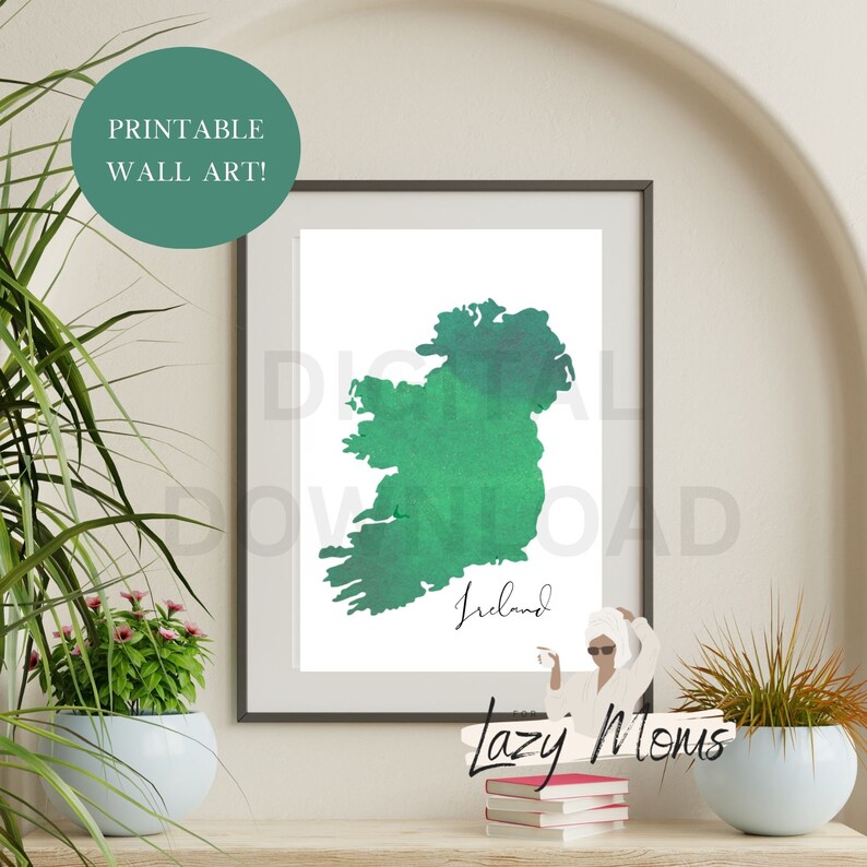 PRINTABLE Ireland Map Watercolor Set | Minimalist Digital Wall Art Set ...