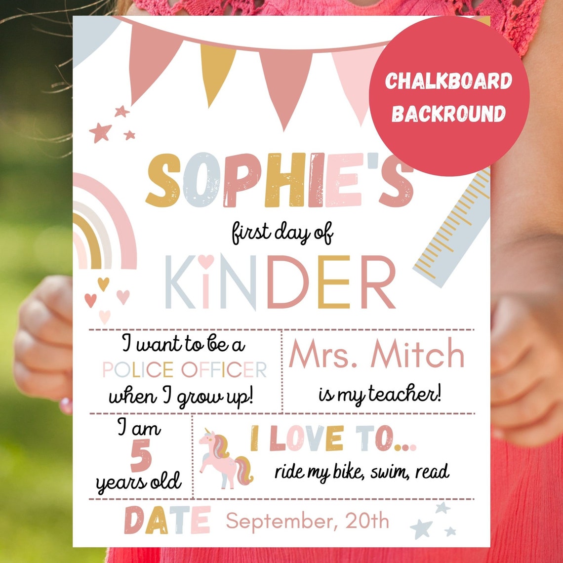 Editable First Day of School Chalkboard Sign, PRINTABLE First Day of ...