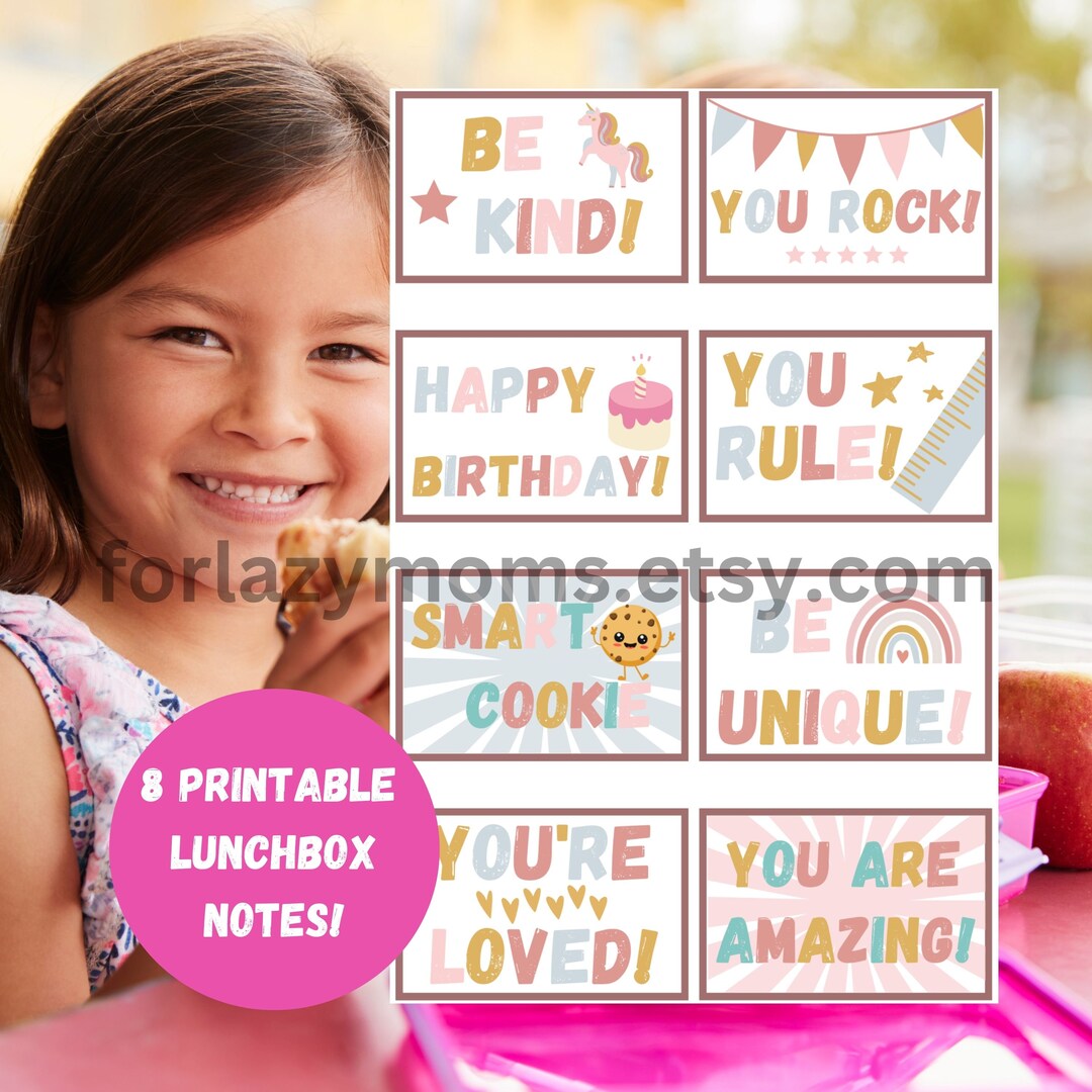 Printable Lunchbox Notes, Daily Affirmations for Children, School Lunch ...