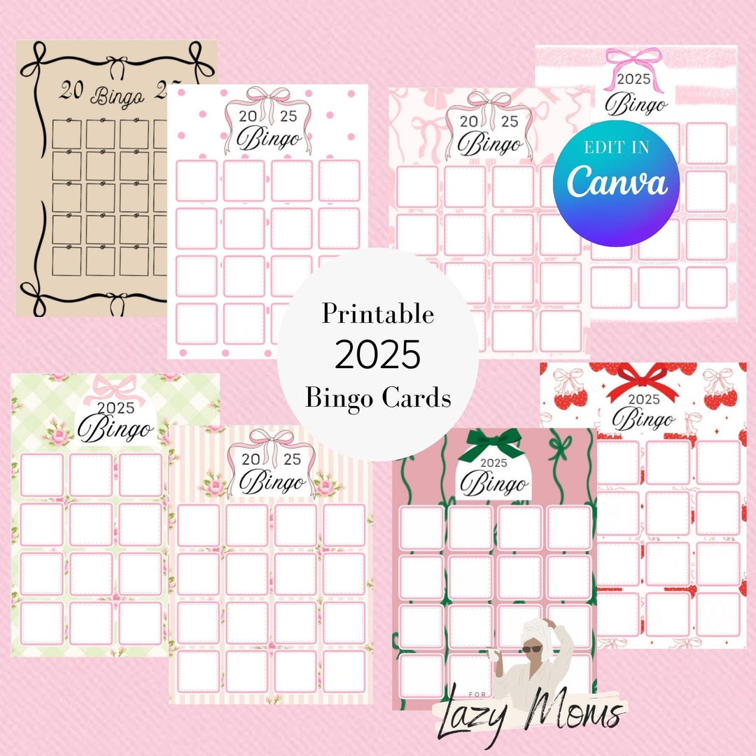 2025 BINGO Card Bundle (8) | Printable 2025 Bingo Card | Instant ...