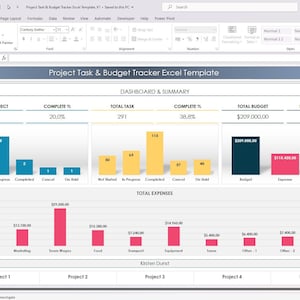 Project Task & Budget Tracker Excel Template Simple Project Management ...
