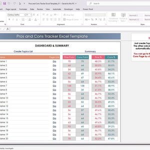 Pros and Cons Tracker Excel Template | Advantages & Disadvantages Excel ...