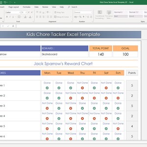 Kids Chore Tracker Excel Template | Chore Planner | Excel Planner | Printable Chore Tracker ...