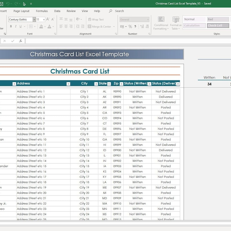Christmas Card Address List Printable - Etsy
