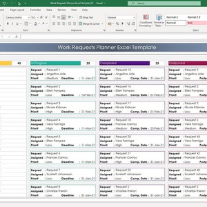 Work Requests Planner: Editable Excel Template (digital Download) - Etsy