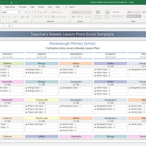 Teacher's Weekly Lesson Plan Excel Template: Curriculum Organizer - Etsy
