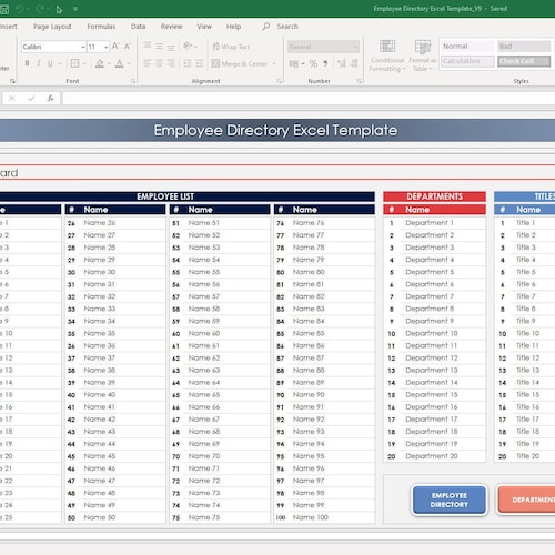 Employee Directory Excel Template Employee Planner - Etsy