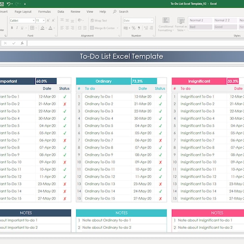 To Do List Excel Spreadsheet Digtial Excel Template - Etsy