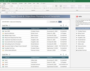 Project Team Roster Template Excel - Etsy
