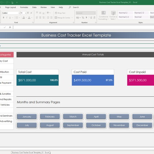 Business Cost Tracker Excel Template Budget Tracker Excel - Etsy