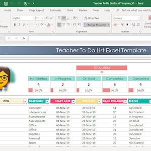 Teacher to Do List Excel Template Teacher Planner Teacher | Etsy