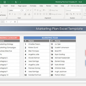 Marketing Plan Excel Template | Marketing Planner | Marketing Excel ...