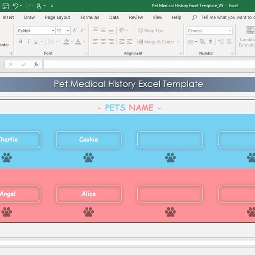 Pet Medical History Excel Template Pet Medical Log Pet - Etsy