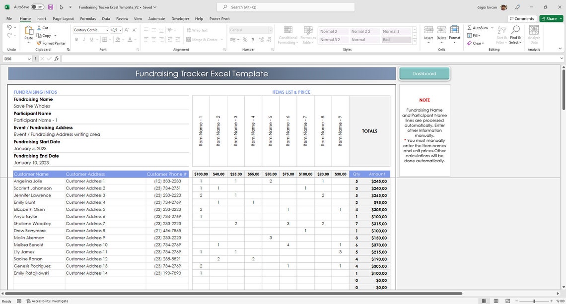 Fundraising Tracker Excel Template – Donation & Event Progress ...