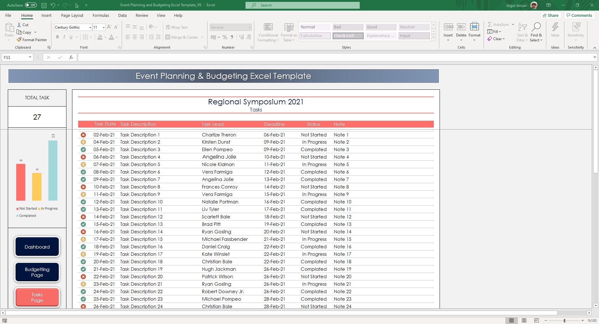 Event Planning & Budgeting Excel Template – Task, Vendor and Budget ...