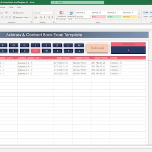 Address & Contact Book Excel Template: Printable Phone and Info ...