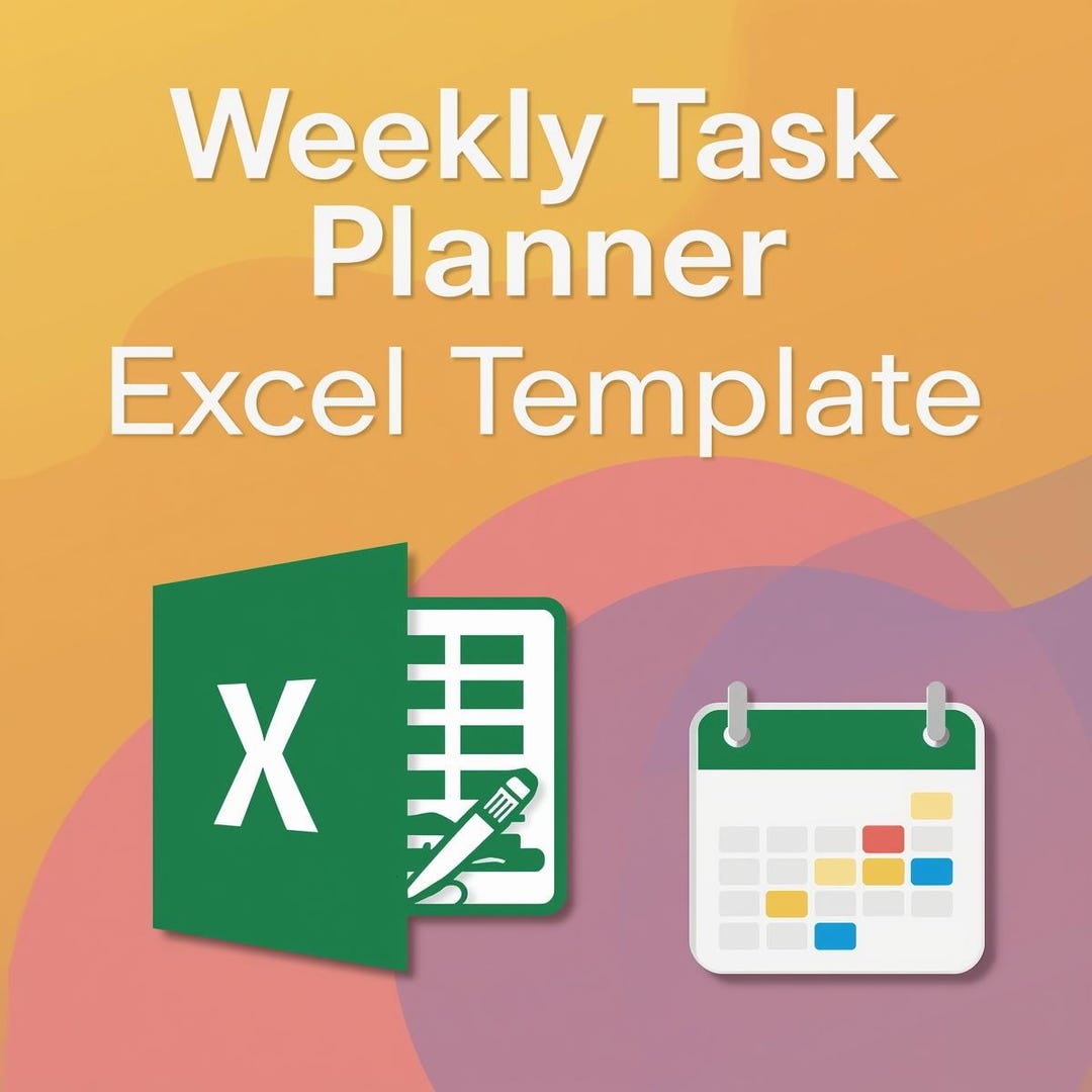 Weekly Task Planner Excel Template: Work Organizer Spreadsheet (digital ...