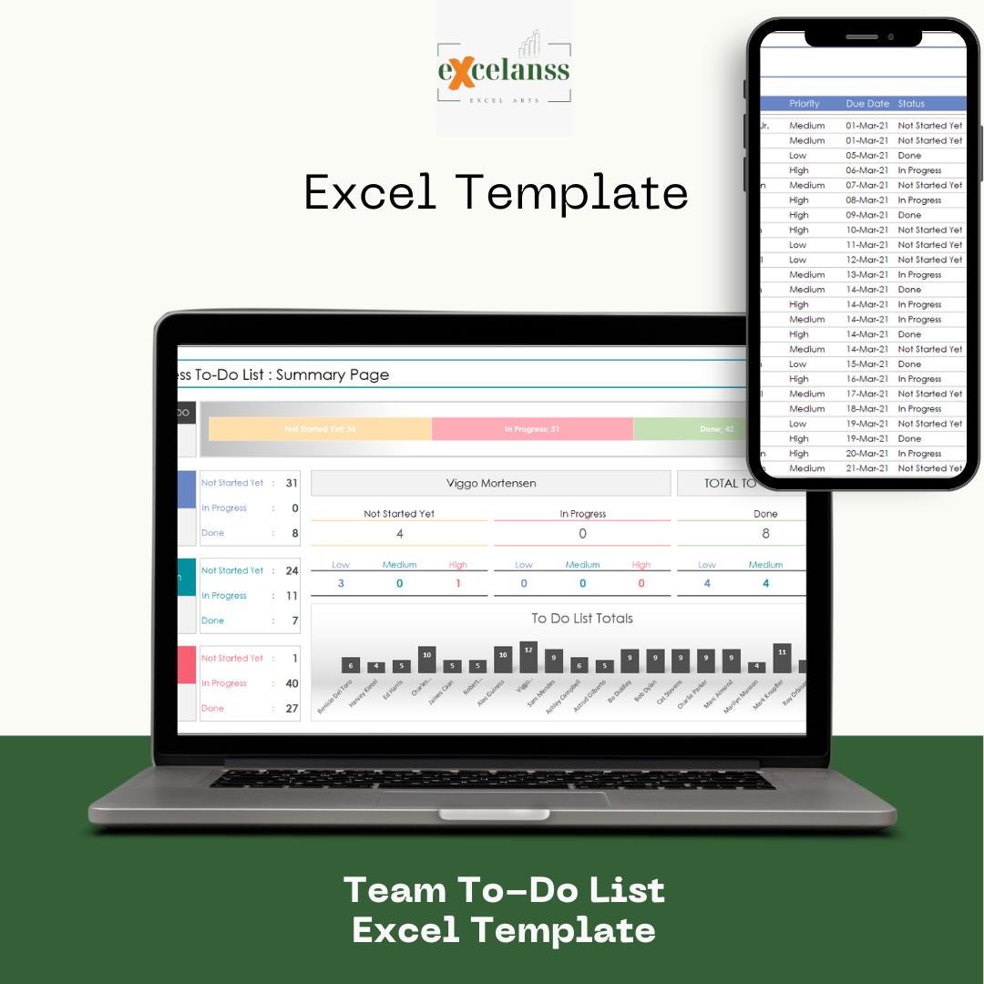 Team To-do List Excel Template – Business Task Tracker & Responsibility ...