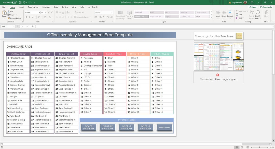 Office Inventory Management Excel Template Inventory - Etsy