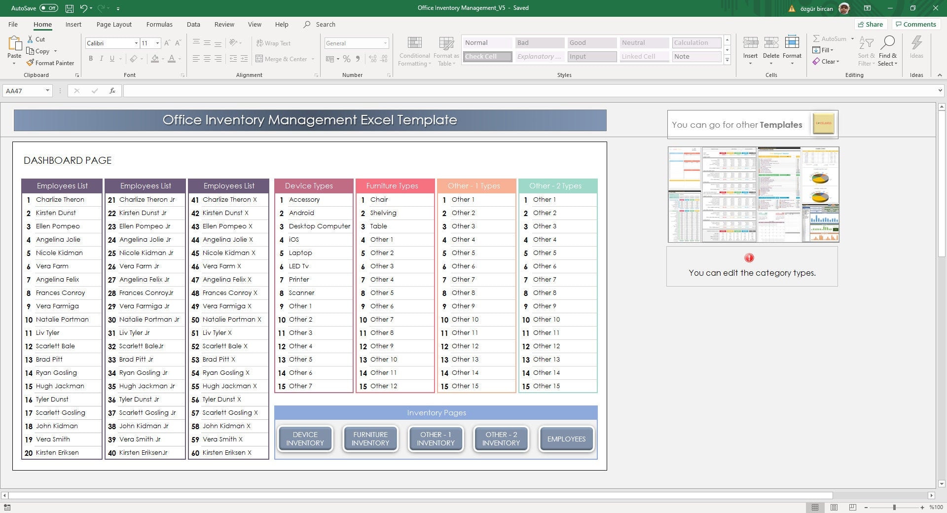 Office Inventory Management Excel Template Inventory | Etsy