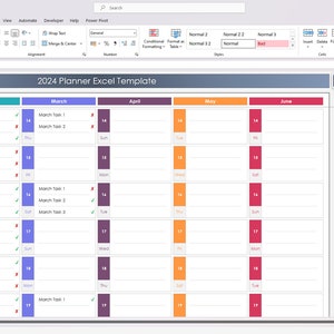 2024 Calendar & Planner Excel Template 2024 Excel Calendar and Planner ...