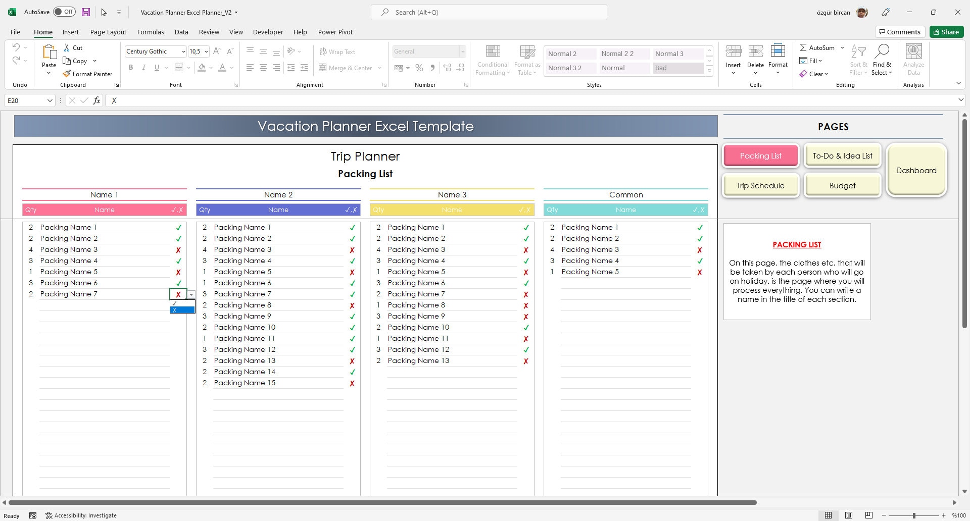 Excel Vorlage Für Reisepläne