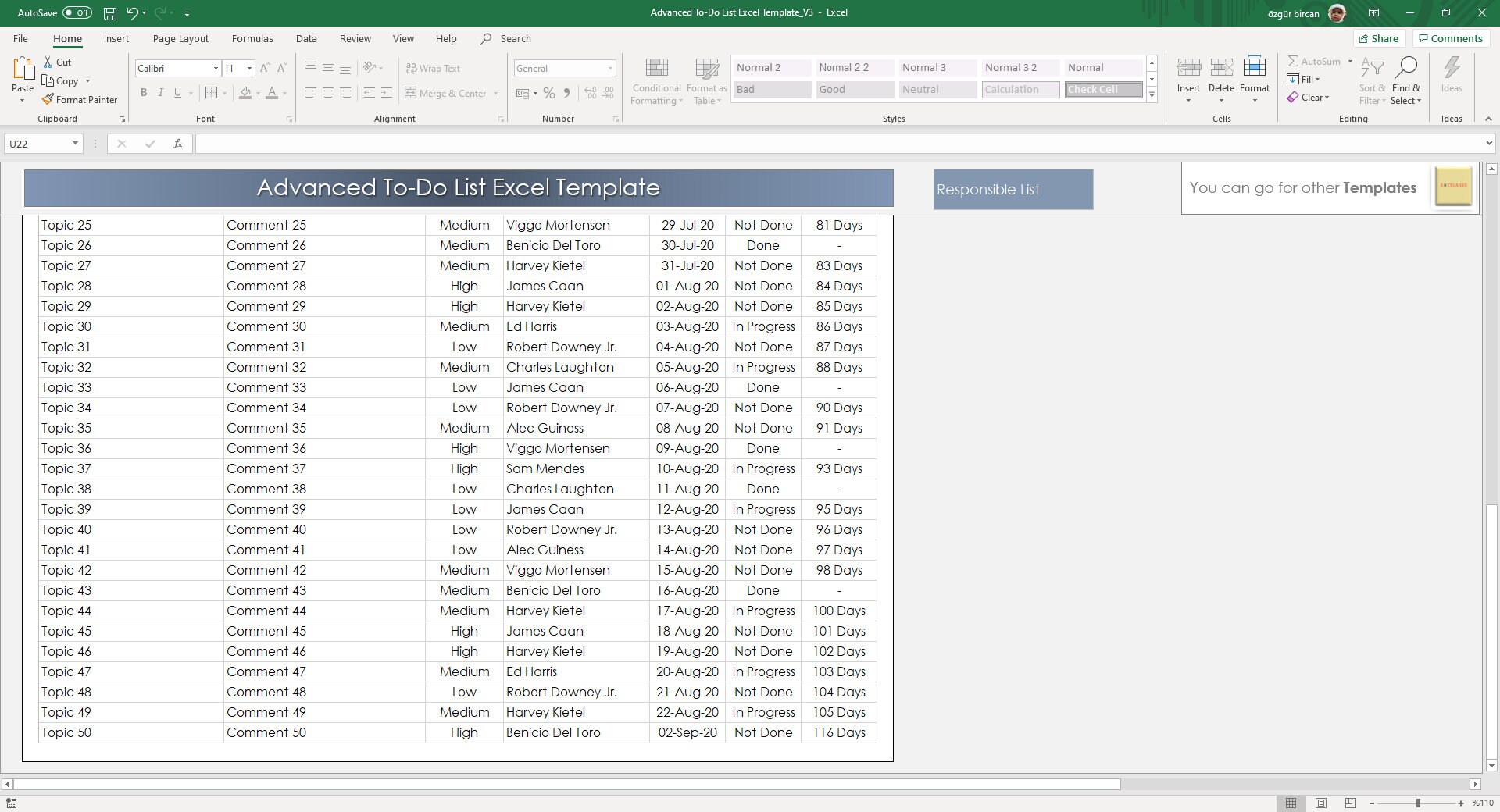 Advanced To-do List Excel Template Printable Planner To-do - Etsy Canada