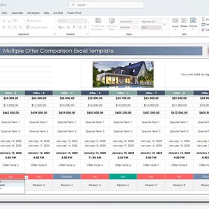 Real Estate Multiple Offer Comparison Excel Template | Property Offer ...
