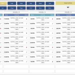 Monthly Activity Tracker Excel Template | Editable Activity Tracker ...