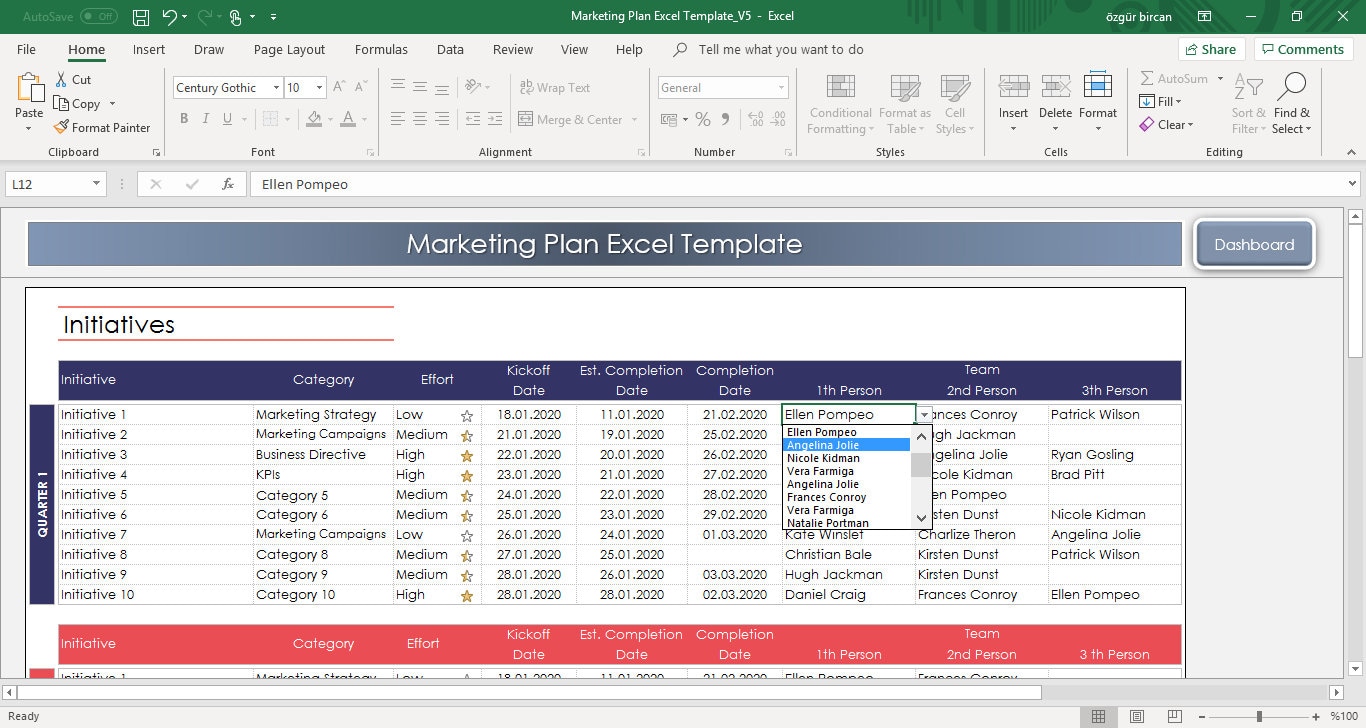Marketing Plan Excel Template: Editable Spreadsheet (digital Download ...